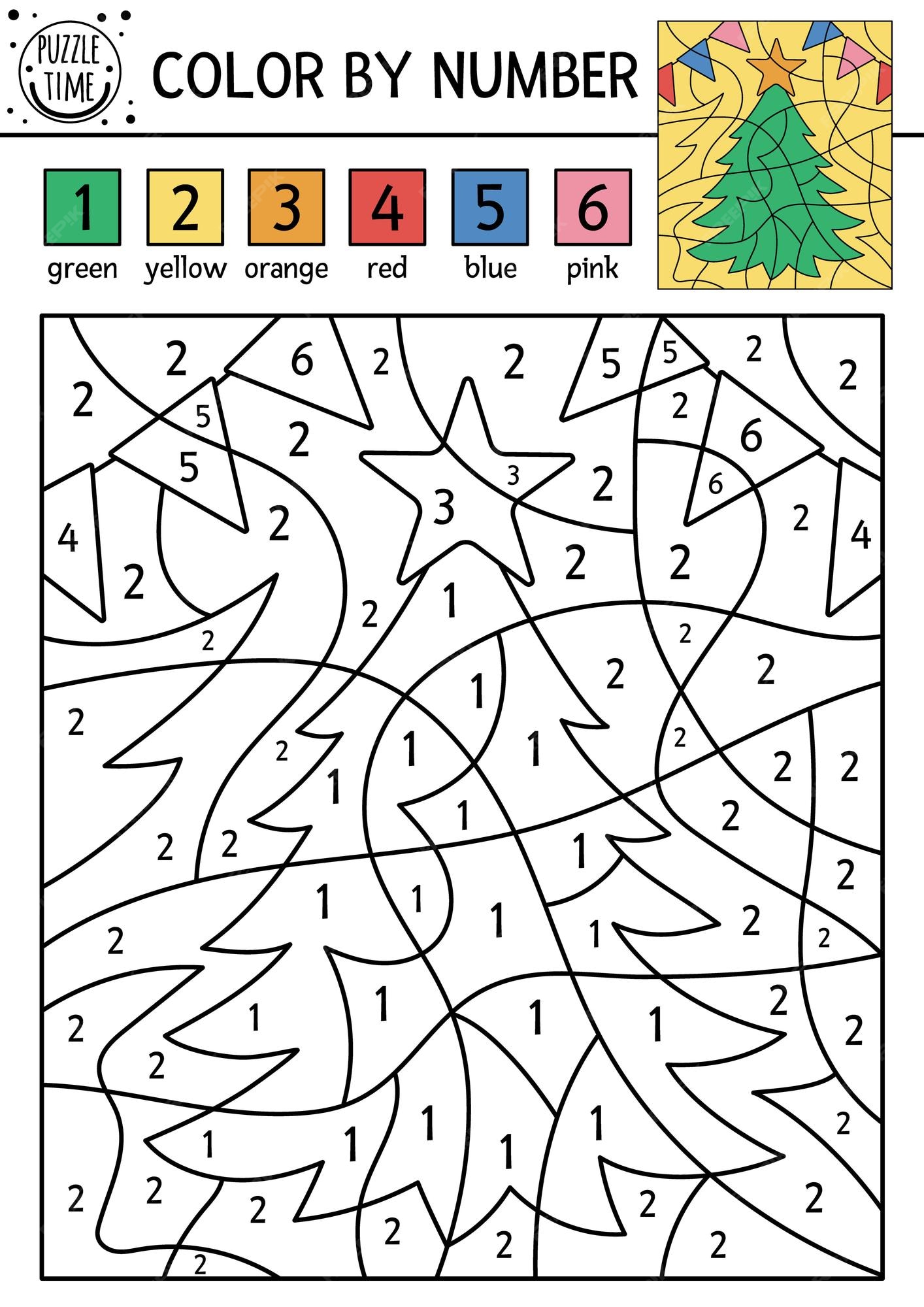 Color By Number Christmas Tree Coloring Pages Color By Number Christmas Tree Coloring Pages