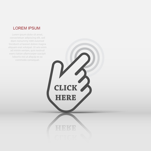 Premium Vector | Vector click here icon in flat style hand cursor sign ... Premium Vector | Vector click here icon in flat style hand cursor sign ...