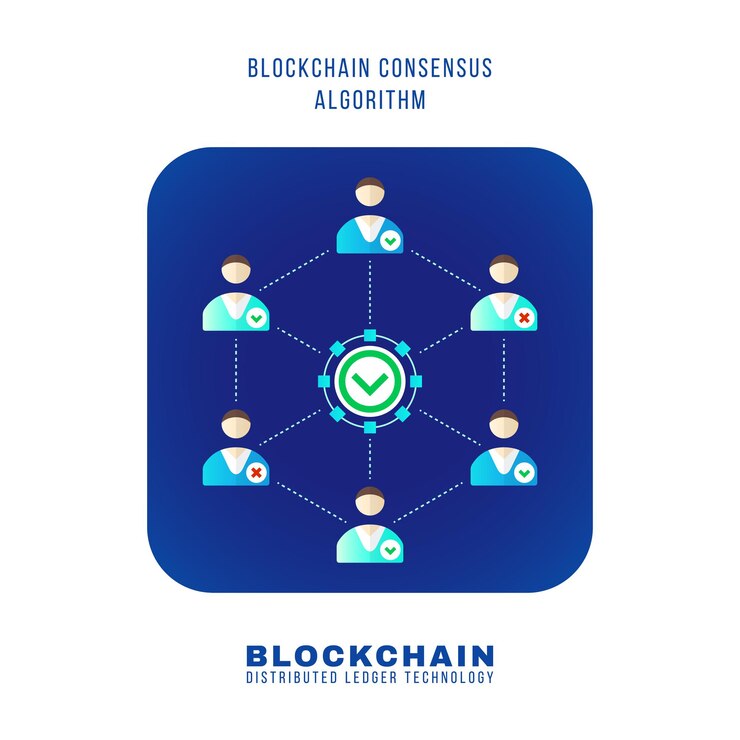 Premium Vector Vector Colorful Flat Design Blockchain Consensus Algorithm Principle Explain
