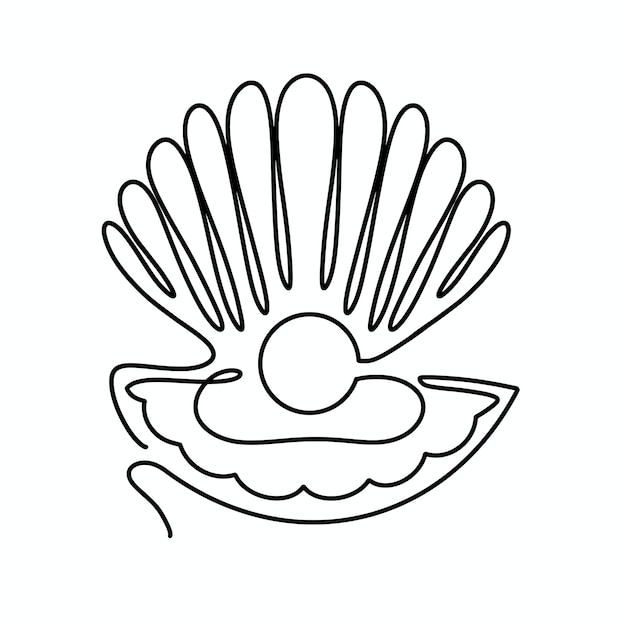 Premium Vector | Vector continuous one line shell illustration Premium Vector | Vector continuous one line shell illustration