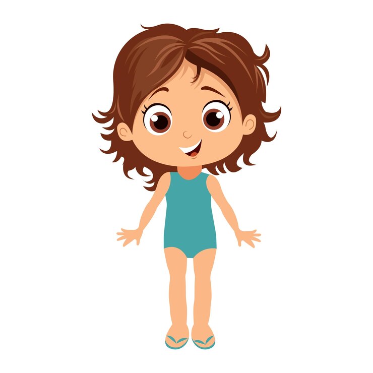 Premium Vector Vector Cute Girl Cartoon Character Wearing Swimming Suit