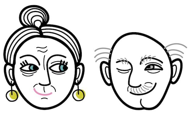 Premium Vector Vector Cute Illustration Of Elderly Woman And Man