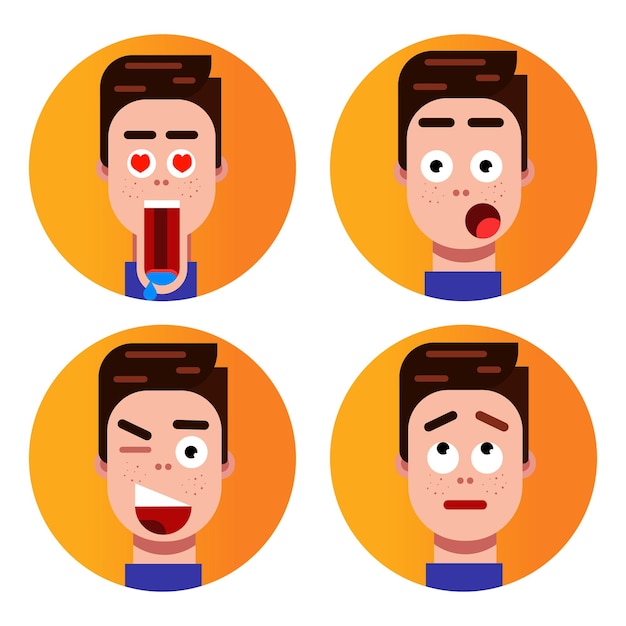 Premium Vector | Vector design boy with four face expressions Premium Vector | Vector design boy with four face expressions