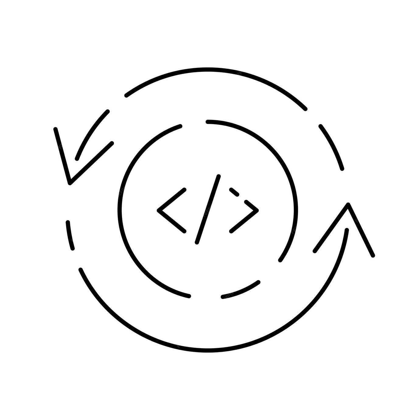 벡터 Devops 아이콘 편집 가능한 스트로크 소프트웨어 개발 및 It 운영 기호 테스트 릴리스 모니터 작동 배포 계획 코드 빌드 코딩 및 프로그래밍 라인 아이콘 프리미엄 벡터