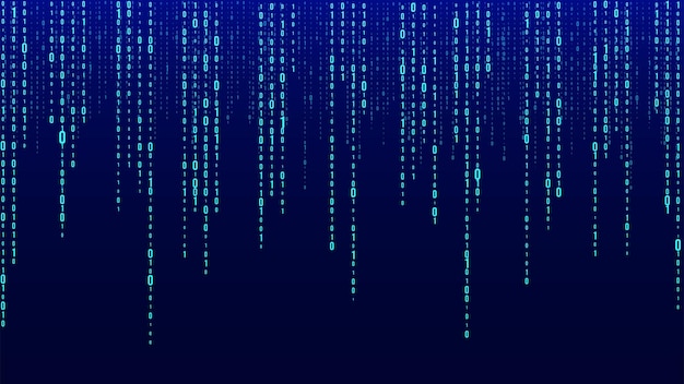 Premium Vector Vector Digital Blue Background Of Streaming Binary Code Matrix Background With