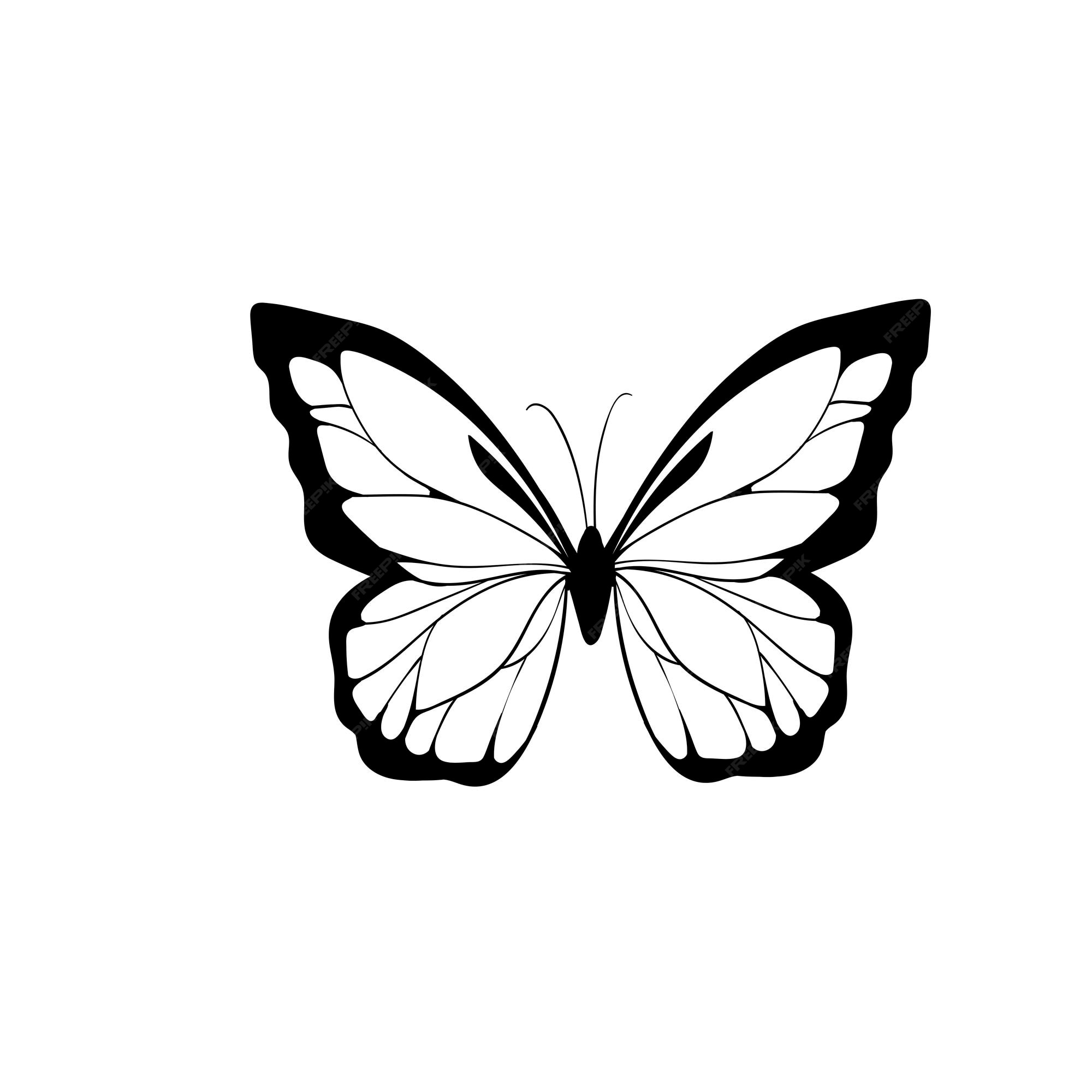 Disegno Vettoriale Di Un Bellissimo Tatuaggio Farfalla Farfalla Vettore Premium