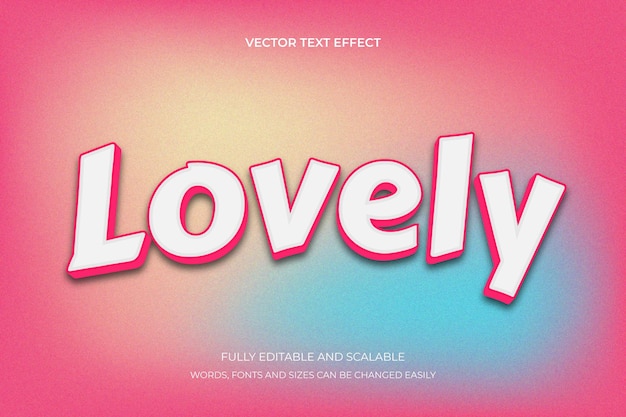 Premium Vector | Vector editable 3d style text effect lovely Premium Vector | Vector editable 3d style text effect lovely