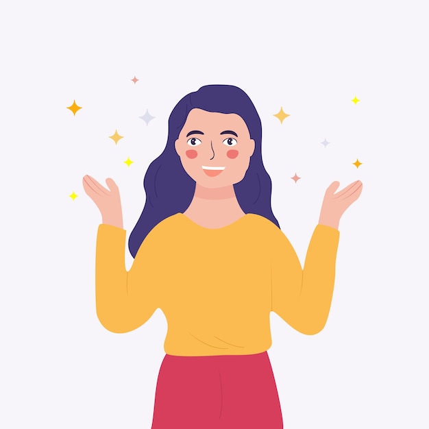 Premium Vector | Vector excited expression woman cartoon Premium Vector | Vector excited expression woman cartoon