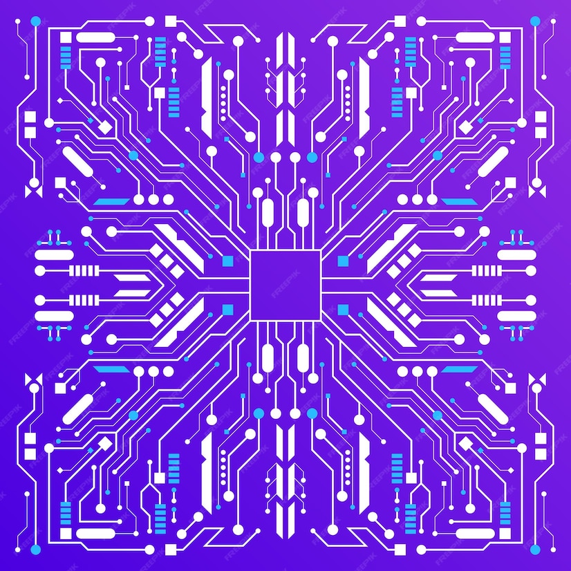 Premium Vector | Vector geometric frame with computer chip pattern ...