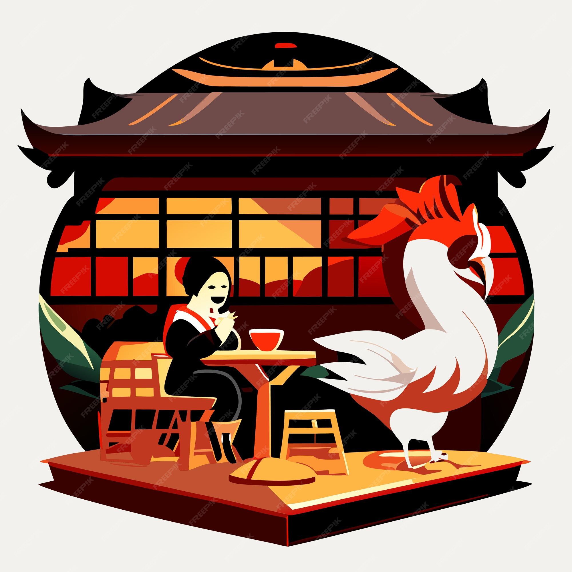 Premium Vector | Vector hen and rooster in a cafe Premium Vector | Vector hen and rooster in a cafe