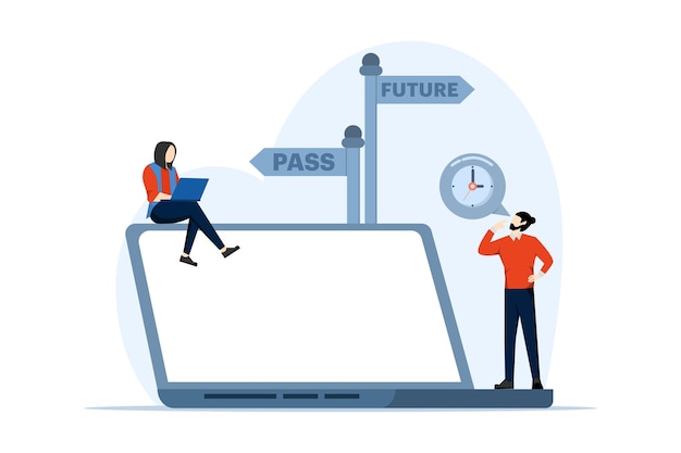 Premium Vector | Vector illustration about concept of past and future ... Premium Vector | Vector illustration about concept of past and future ...