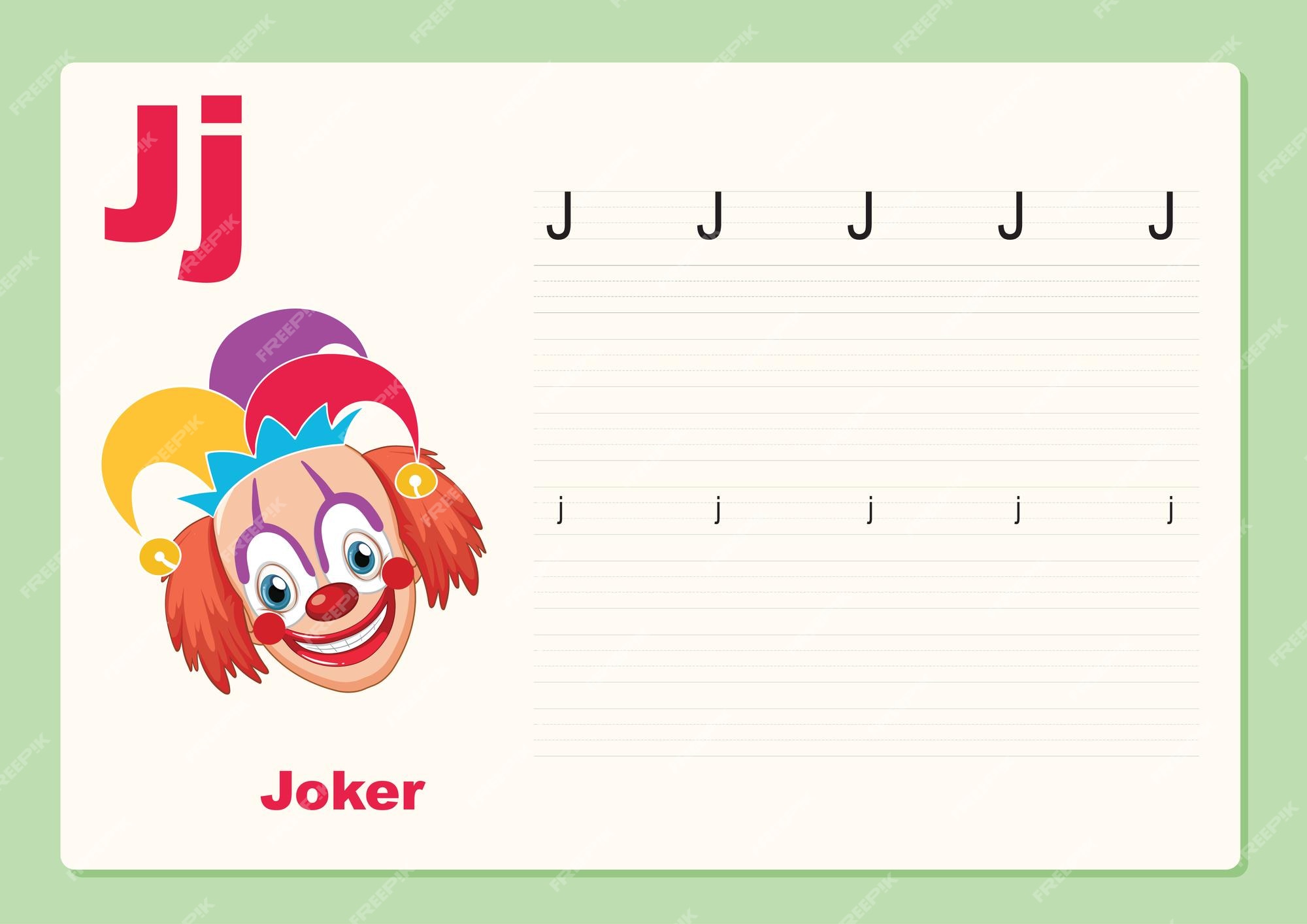 Premium Vector | Vector illustration Alphabet Letter J Joker exercise ... Premium Vector | Vector illustration Alphabet Letter J Joker exercise ...