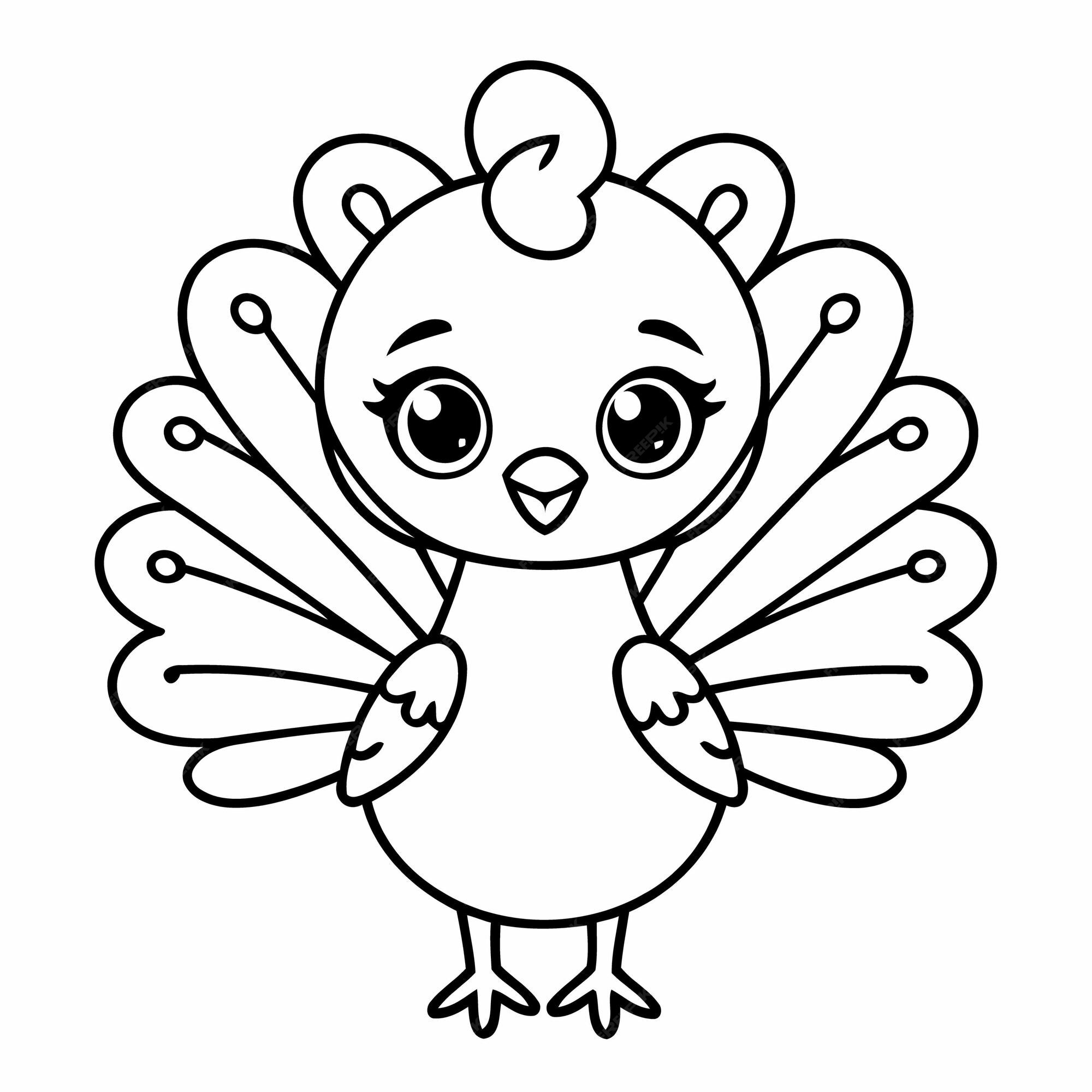 Premium Vector Vector Illustration Of A Cute Peacock Drawing For Colouring Page