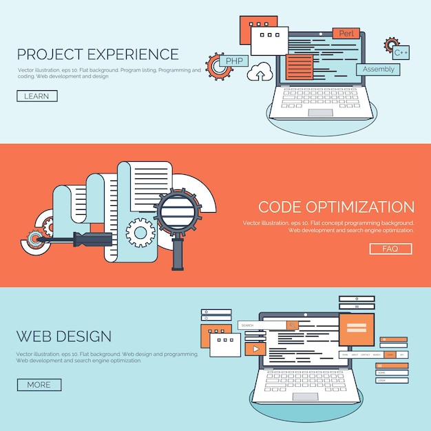 Premium Vector Vector Illustration Flat Background Coding Programming Seo Search Engine