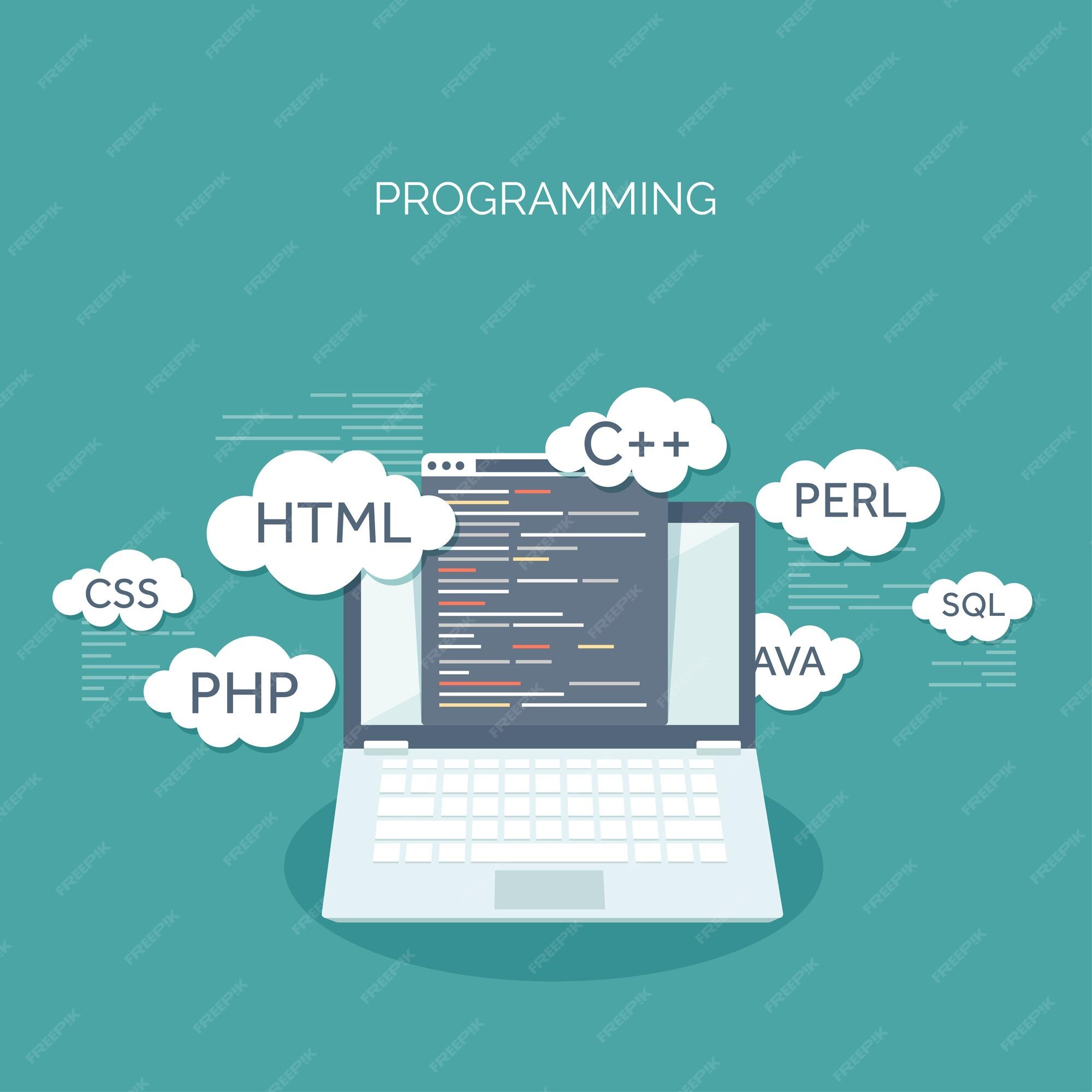 Premium Vector Vector Illustration Flat Background Coding Programming