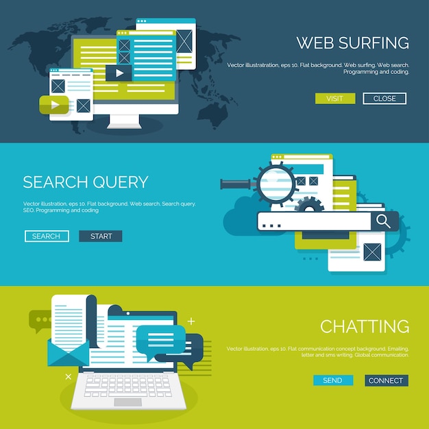 Premium Vector Vector Illustration Flat Background Coding Programming Seo Search Engine