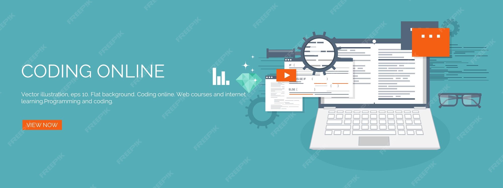 Premium Vector | Vector illustration flat computing background programming coding web ...