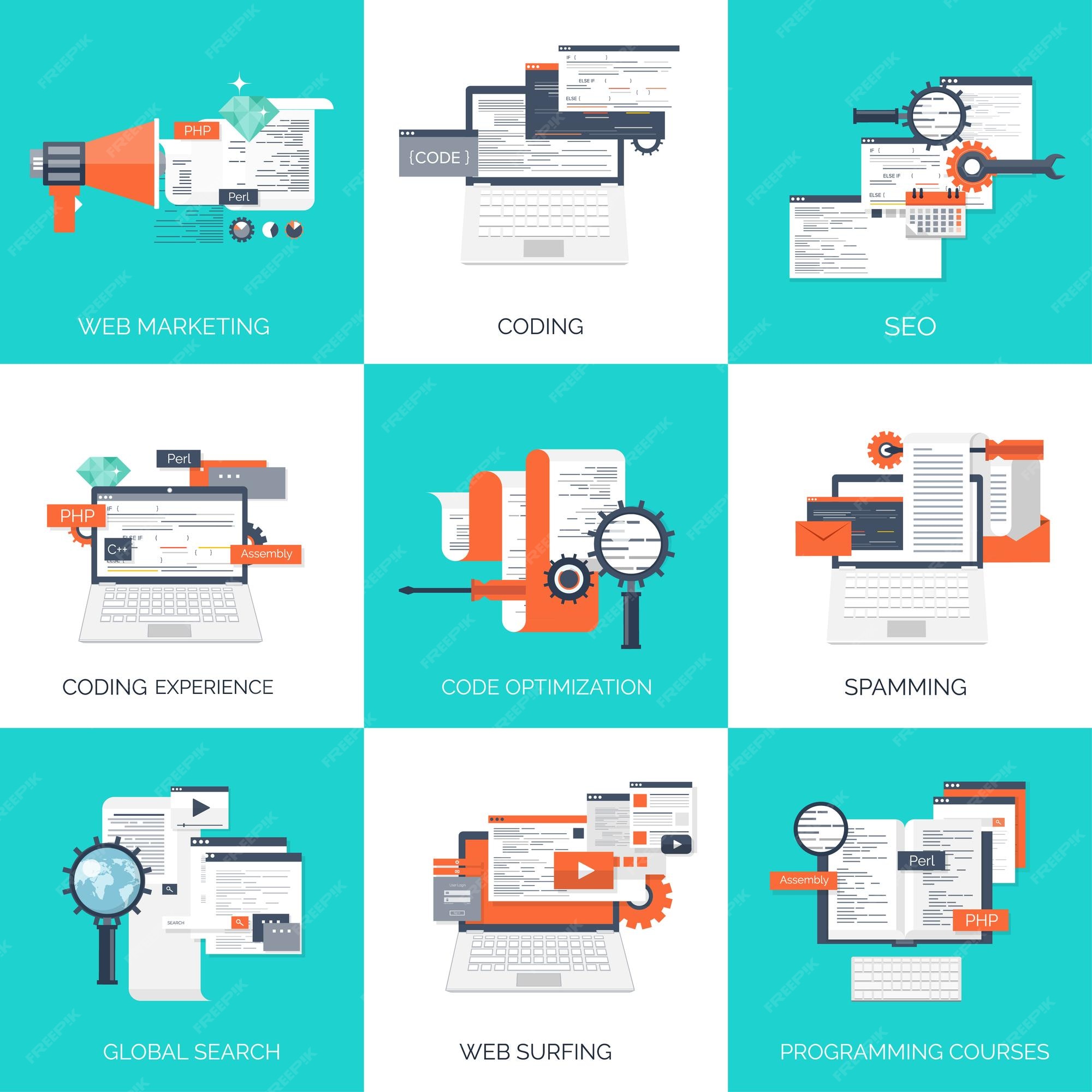 Premium Vector | Vector illustration flat computing background programming coding web ...