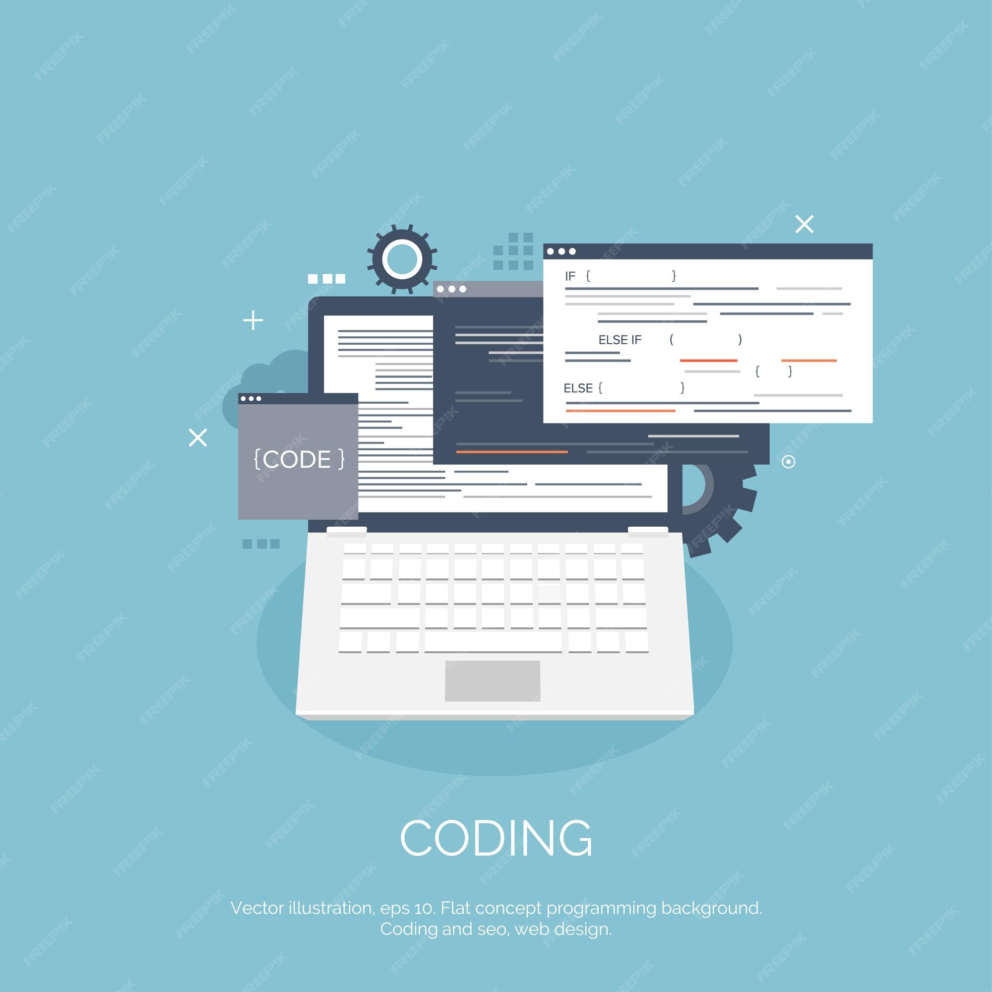 Premium Vector | Vector illustration flat computing background programming coding web ...