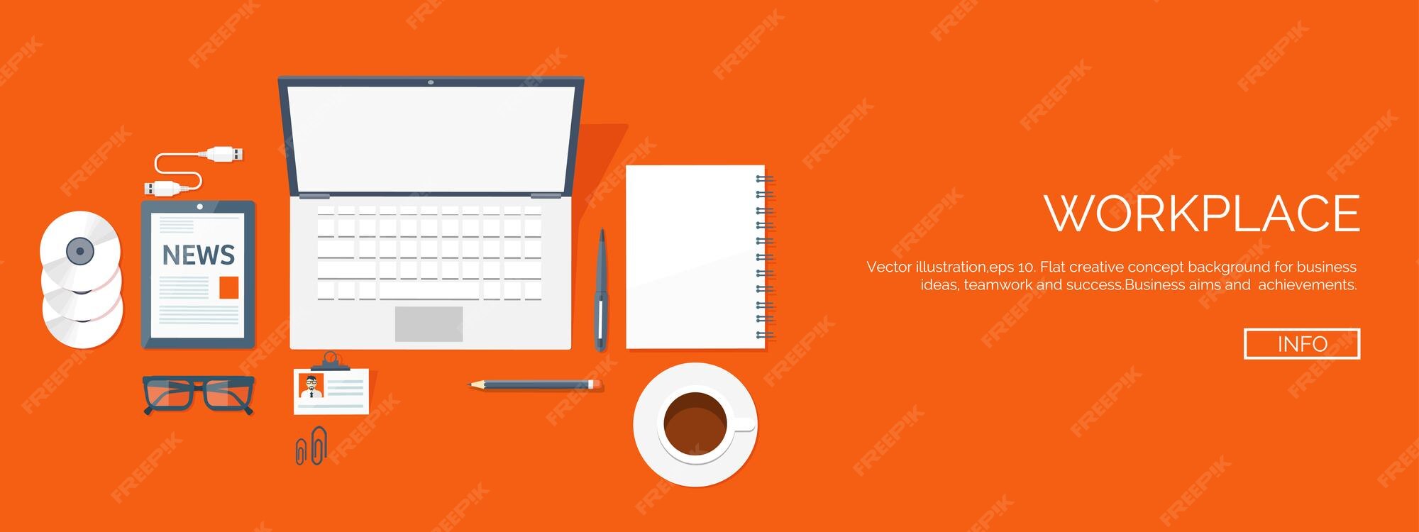 Premium Vector | Vector illustration flat header workplace programming ...