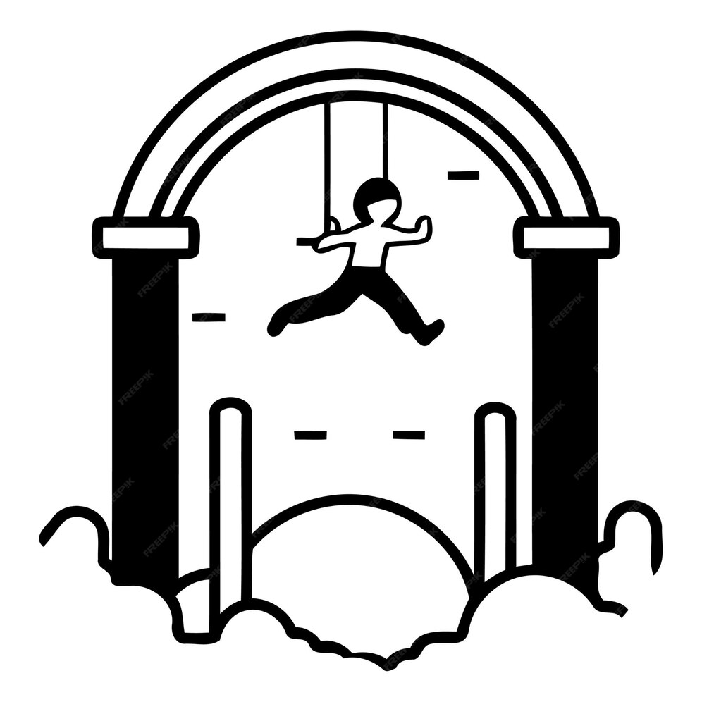 Vector illustration in flat linear style A boy jumps on a swing ... Vector illustration in flat linear style A boy jumps on a swing ...