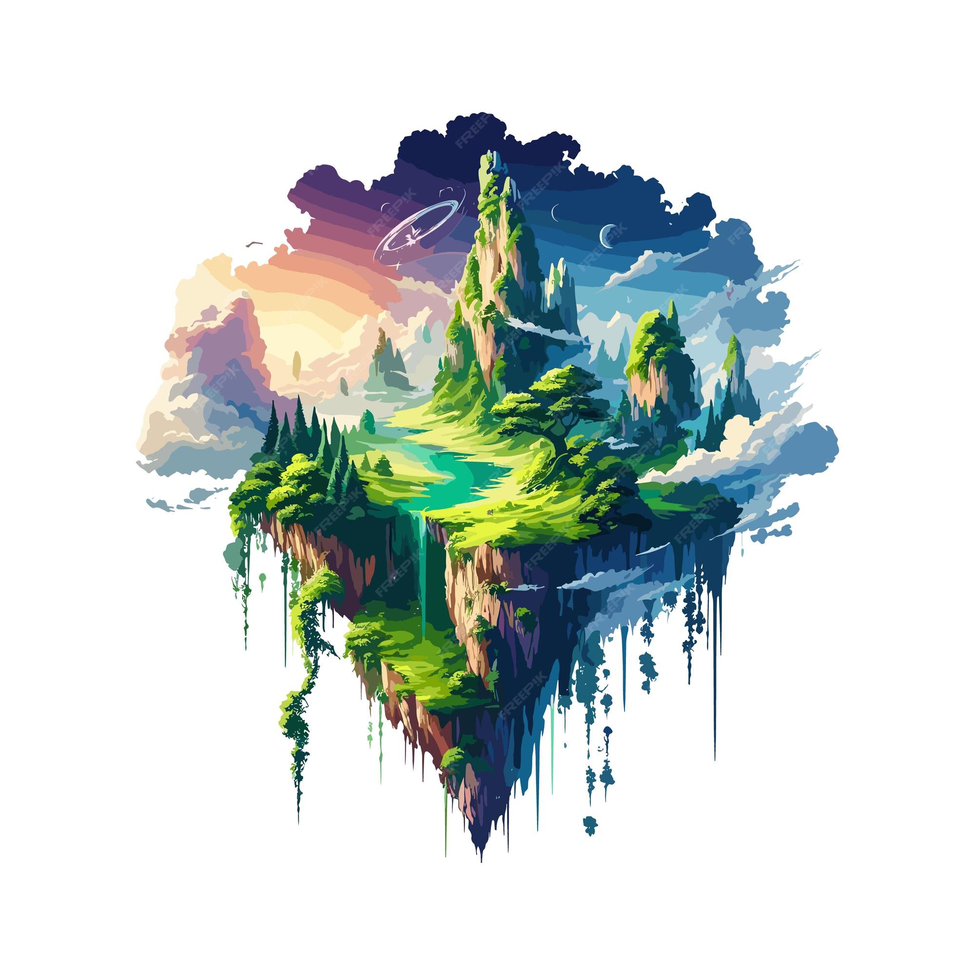 Premium Vector | Vector illustration of a floating island vector ... Premium Vector | Vector illustration of a floating island vector ...