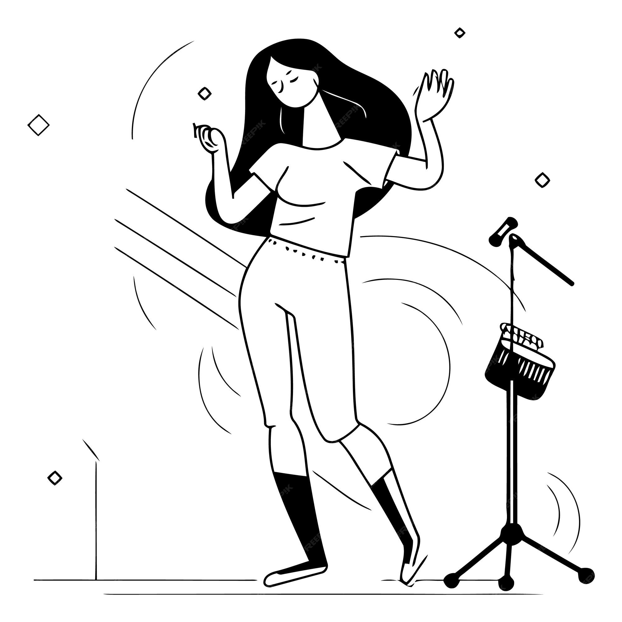 Premium Vector Vector Illustration Of A Girl Singing Into A
