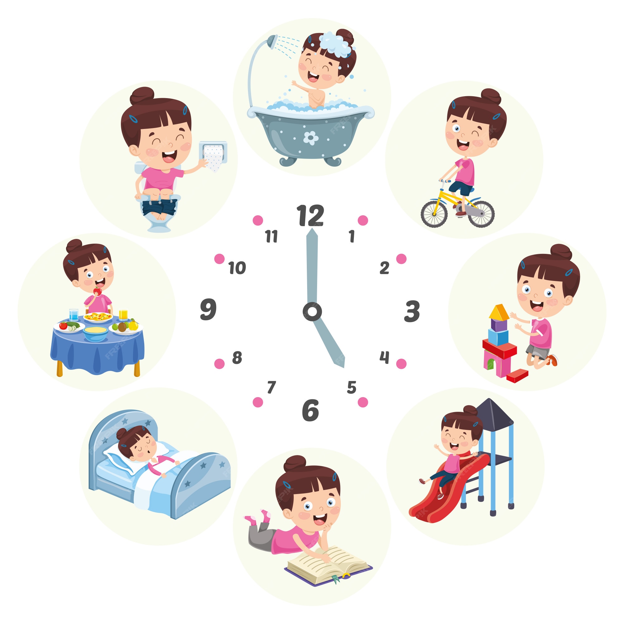 Premium Vector | Vector illustration of kids daily routine activities Premium Vector | Vector illustration of kids daily routine activities