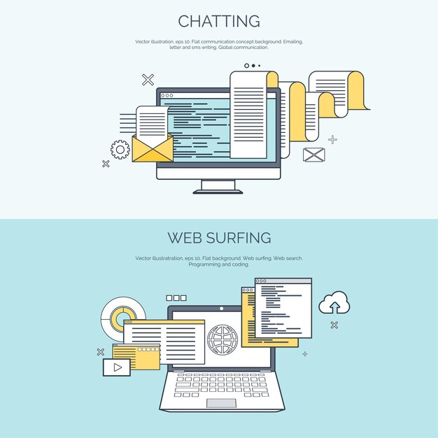 Premium Vector Vector Illustration Web Search Flat Computing Background Programming Coding