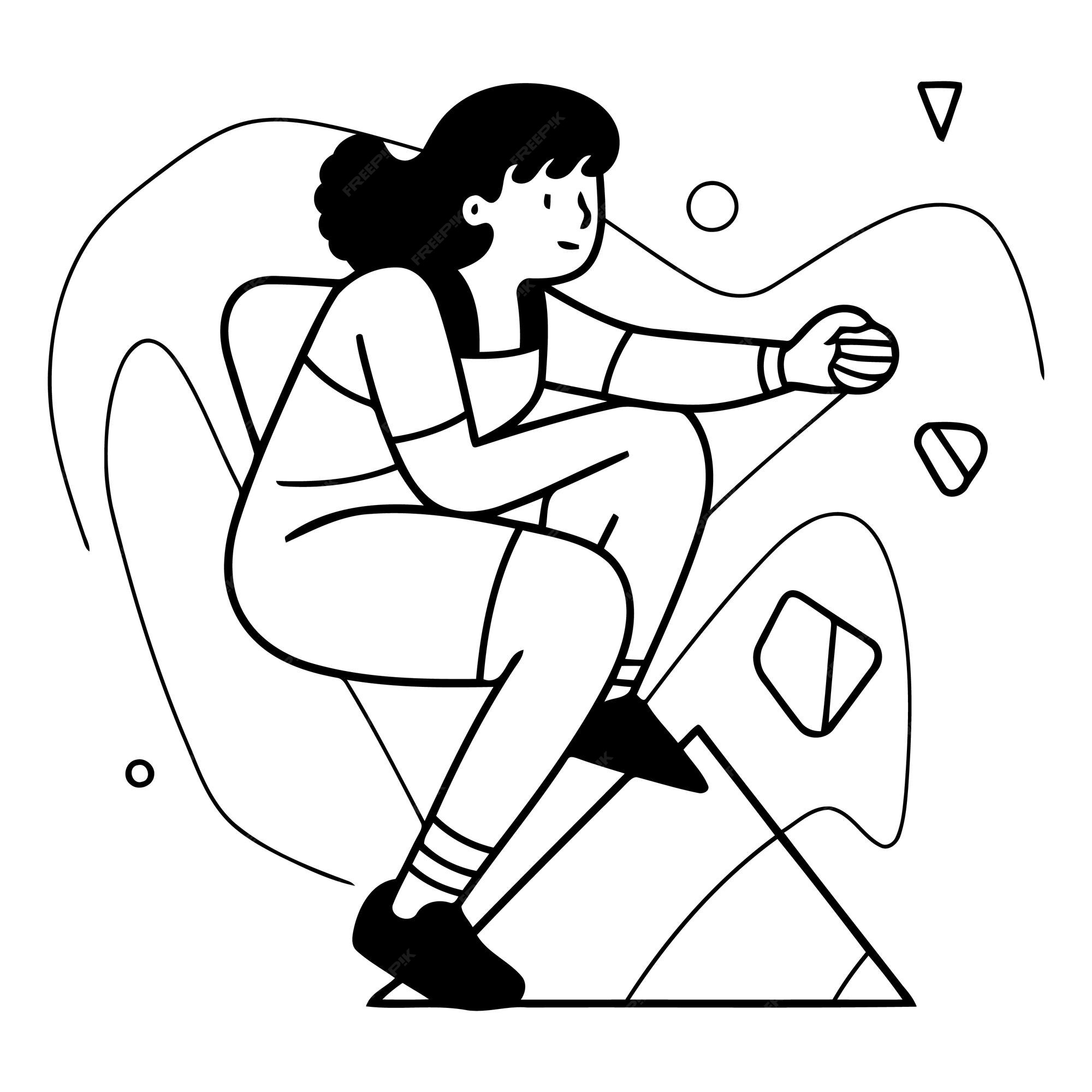 Vector Illustration Of A Woman Sitting On A Chair And Playing With