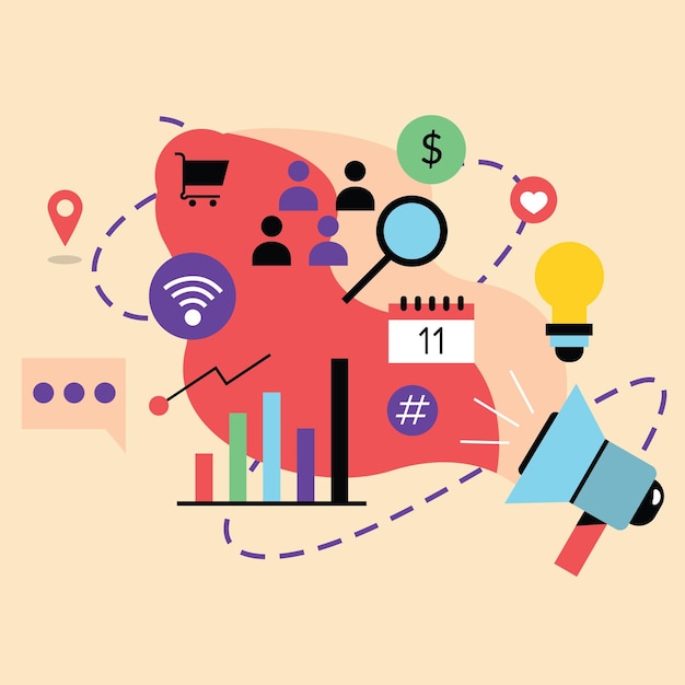Premium Vector | Vector illustrations to boost brand visibility Premium Vector | Vector illustrations to boost brand visibility