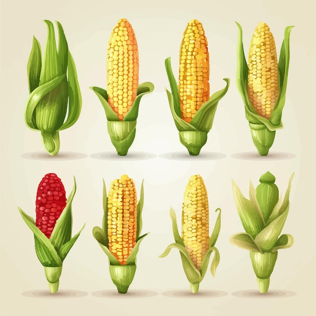 Premium Vector | Vector image of a corn husk with a green stalk Premium Vector | Vector image of a corn husk with a green stalk