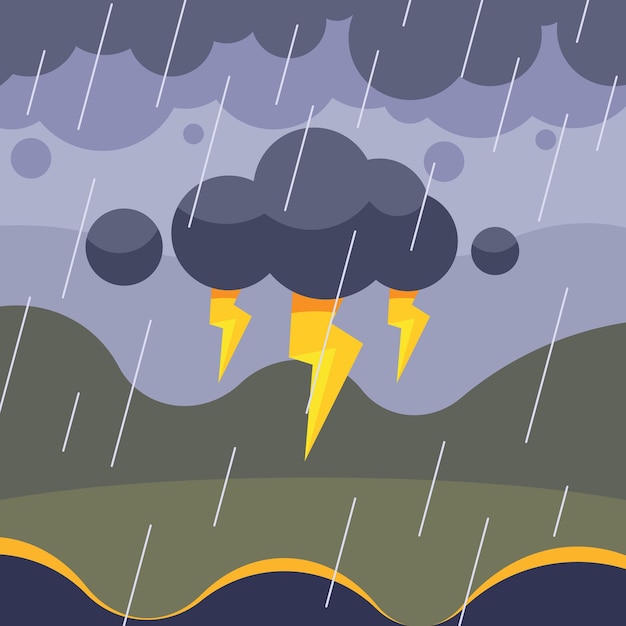Premium Vector | Vector Image Of Stormy Weather With Rain And Lightning ... Premium Vector | Vector Image Of Stormy Weather With Rain And Lightning ...