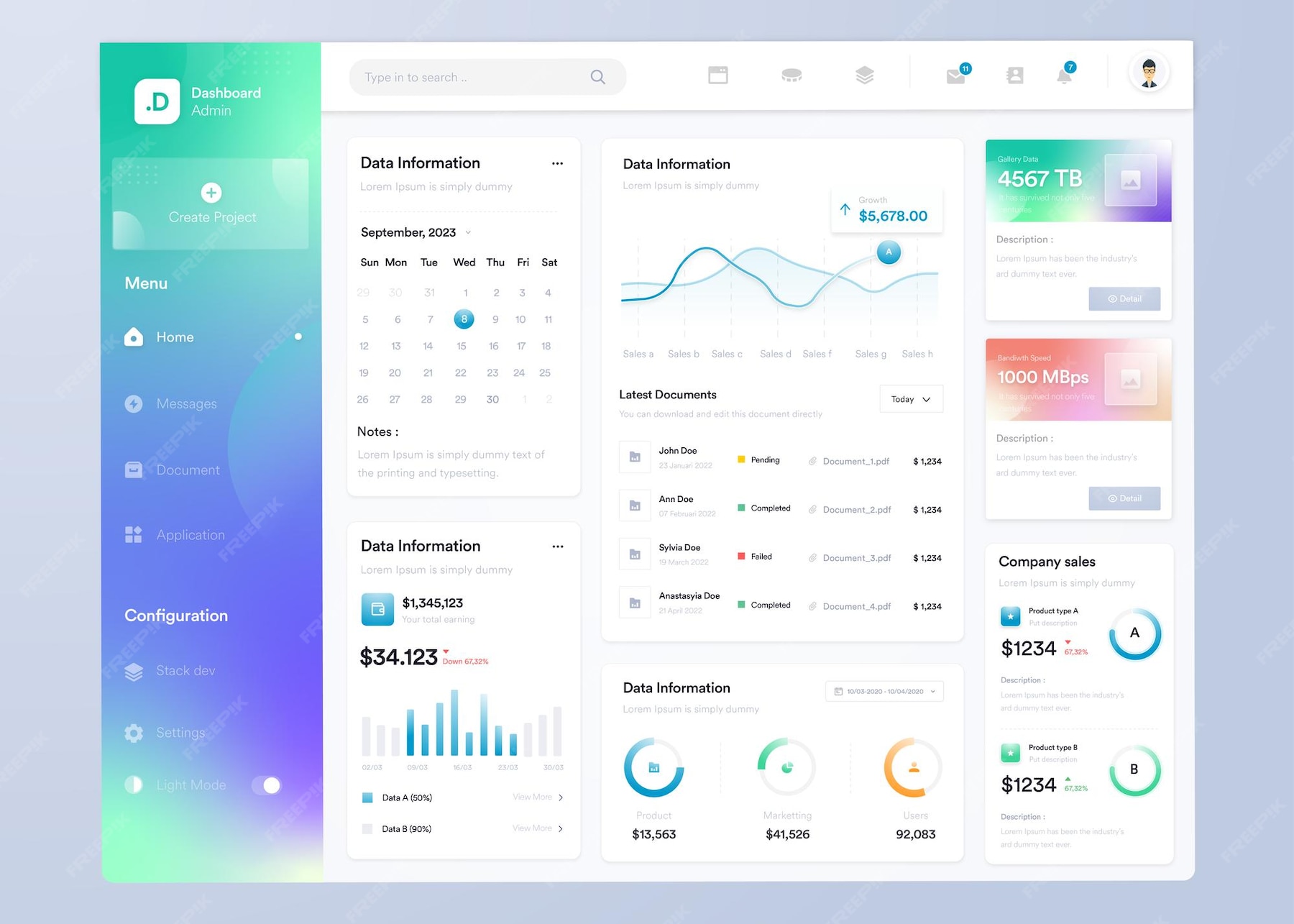 Premium Vector | Vector infographic dashboard ui ux design with graphs ...