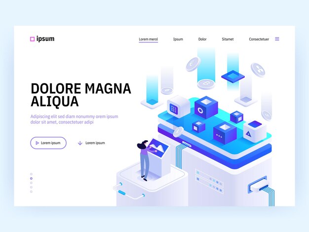 Premium Vector | Blockchain process technology concept