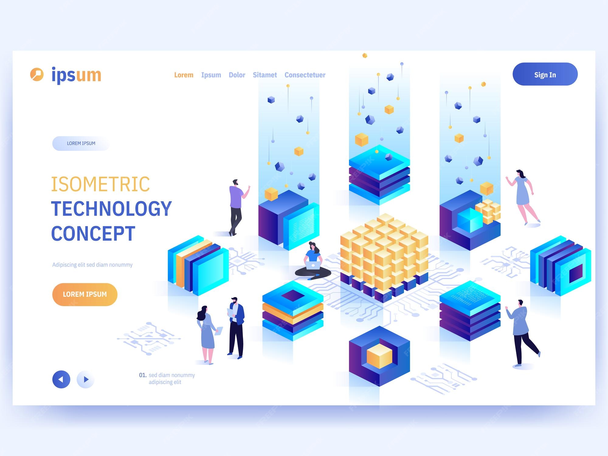 Premium Vector Vector Landing Page Of Isometric Technology Concept