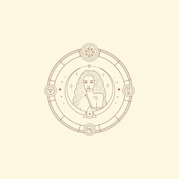 Premium Vector | Vector linear flat virgo zodiac sign Premium Vector | Vector linear flat virgo zodiac sign