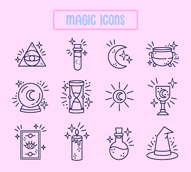 Premium Vector | Vector magic icons colection magic symbol set Premium Vector | Vector magic icons colection magic symbol set