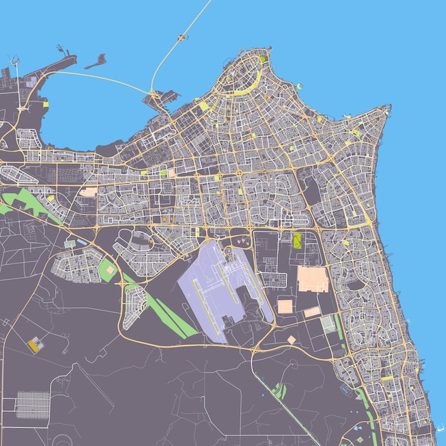 Premium Vector | Vector map of kuwait city Premium Vector | Vector map of kuwait city