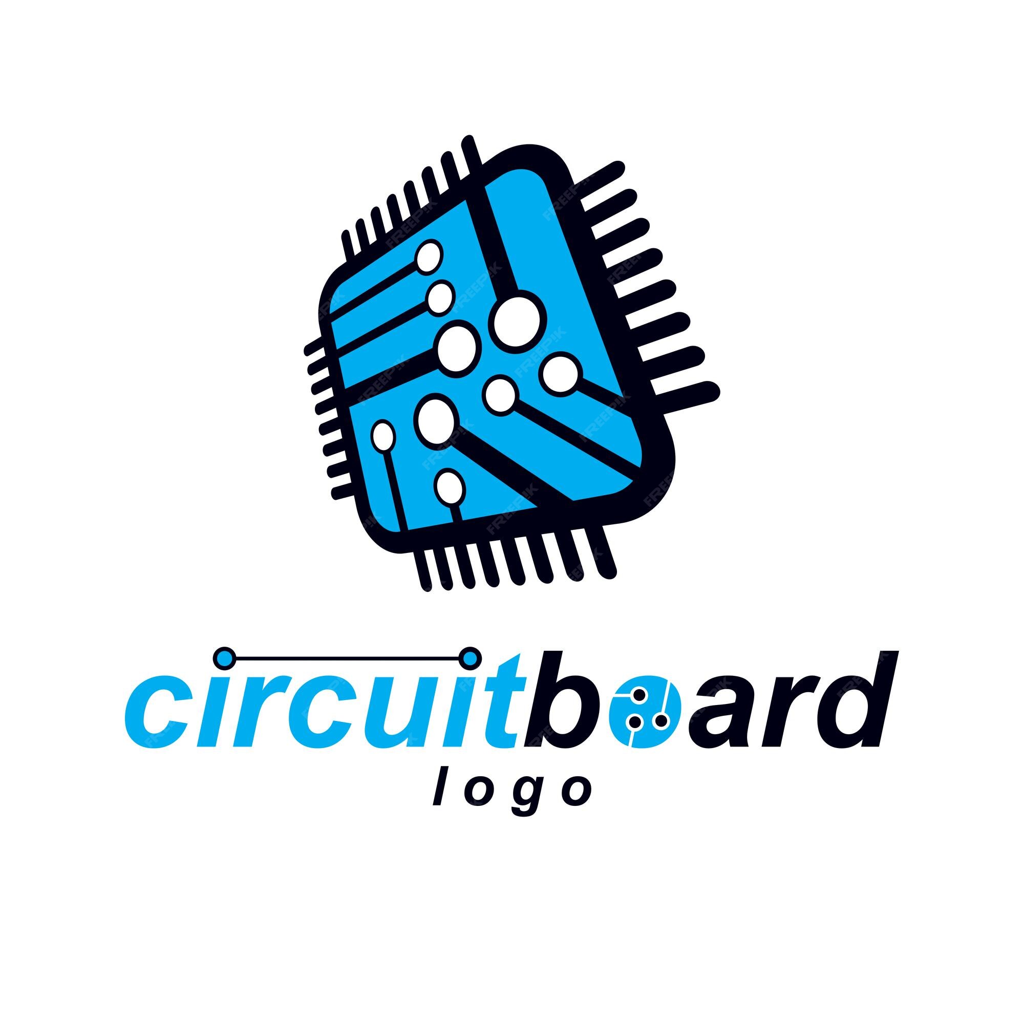 벡터 마이크로칩 디자인 Cpu입니다 정보 통신 기술 요소 사각형 모양의 회로 기판 마이크로프로세서 체계 추상적인 로고입니다 프리미엄 벡터