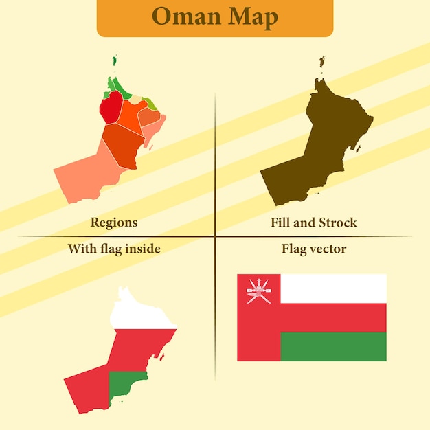 Premium Vector | Vector Oman map vector states and lines and full with ... Premium Vector | Vector Oman map vector states and lines and full with ...