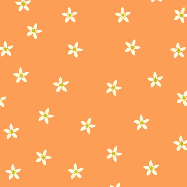 Premium Vector | Vector orange seamless pattern with white flowers Premium Vector | Vector orange seamless pattern with white flowers