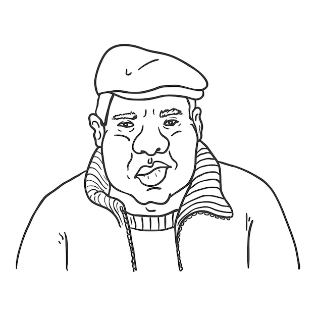 Premium Vector Vector Outline Avatar Adult Afro American Man In Cap