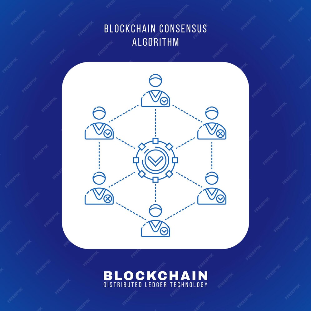 Premium Vector | Vector outline design blockchain consensus algorithm ...