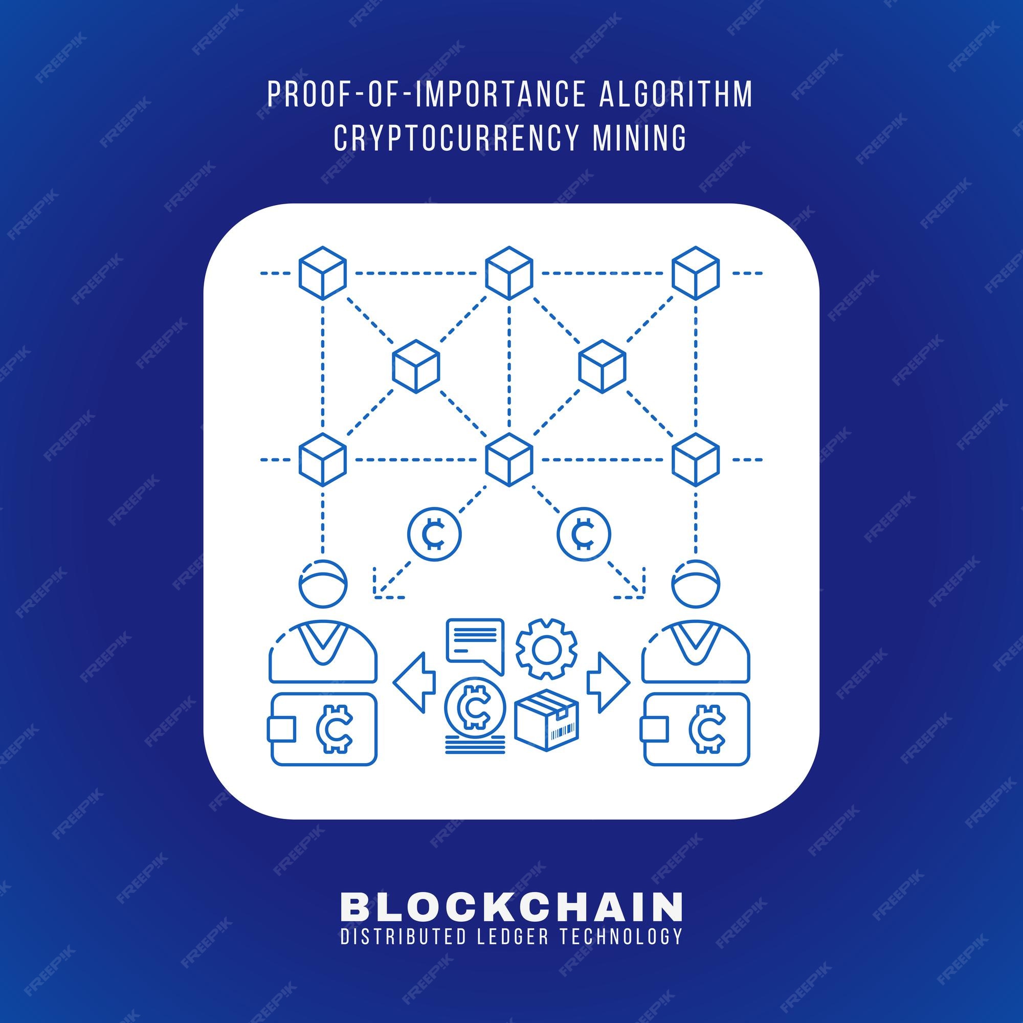 Premium Vector | Vector outline design blockchain proof of importance algorithm cryptocurrency ...