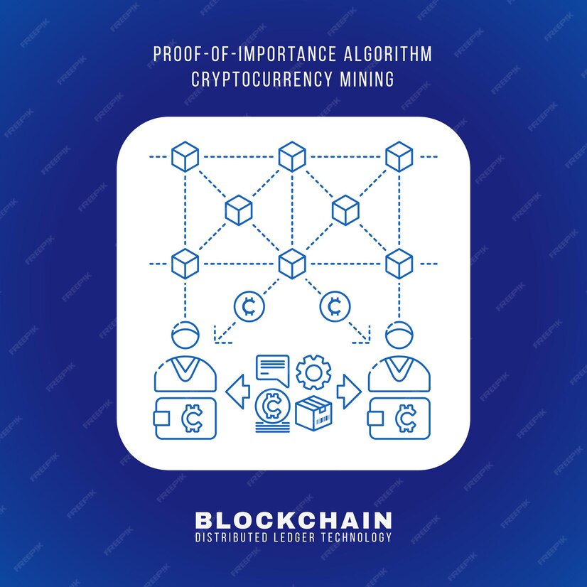 벡터 개요 디자인 Blockchain 중요도 알고리즘 암호 화폐 Poi 마이닝 원리 설명 계획 그림 흰색 둥근 사각형 아이콘