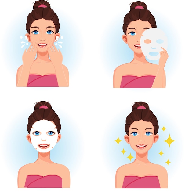 Premium Vector A Vector Program Of A Woman Applying A Facial Mask