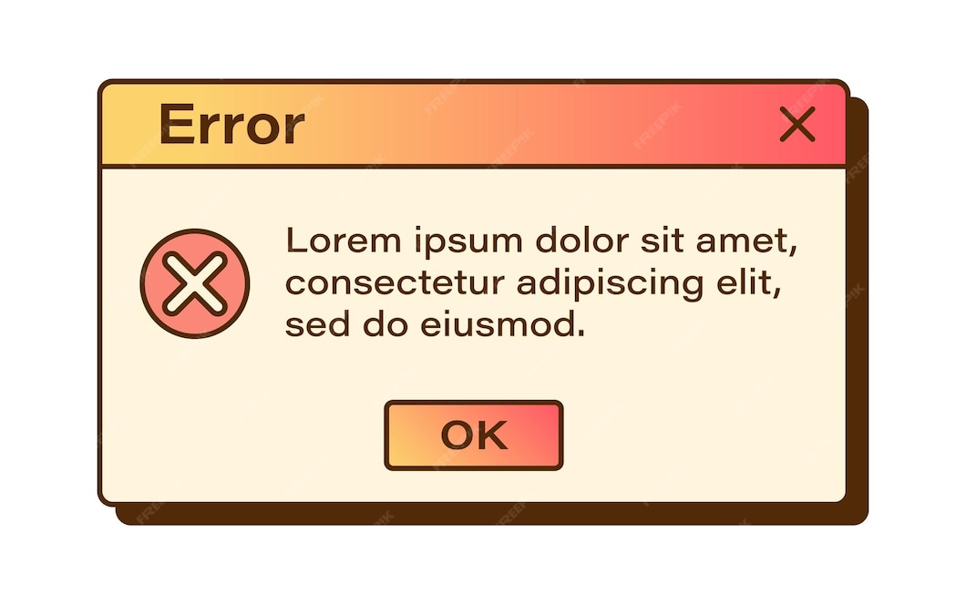 Vector retro vaporwave modal window gradient error dialog windows ...