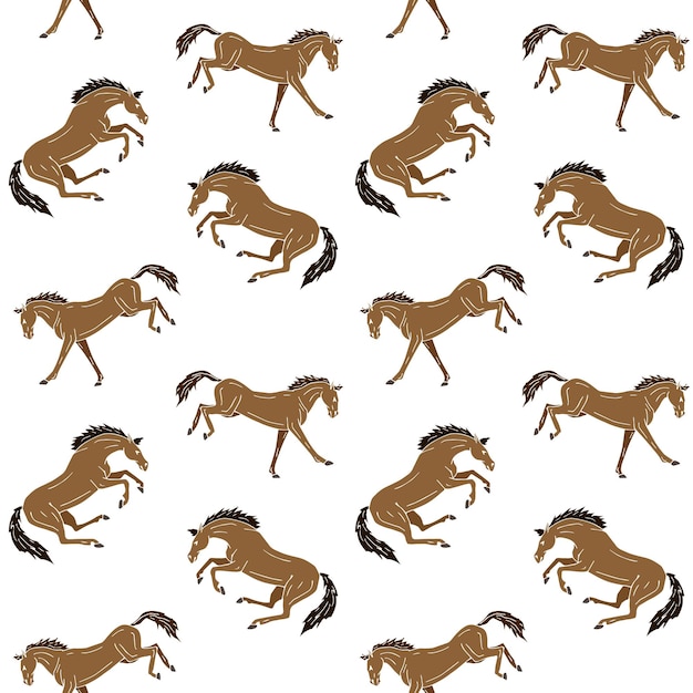 Premium Vector | Vector seamless pattern of hand drawn horse Premium Vector | Vector seamless pattern of hand drawn horse