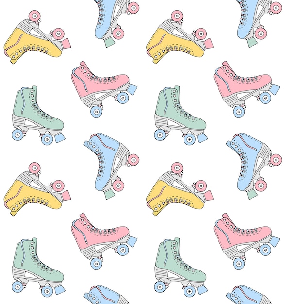 Premium Vector | Vector seamless pattern of quad roller skate Premium Vector | Vector seamless pattern of quad roller skate